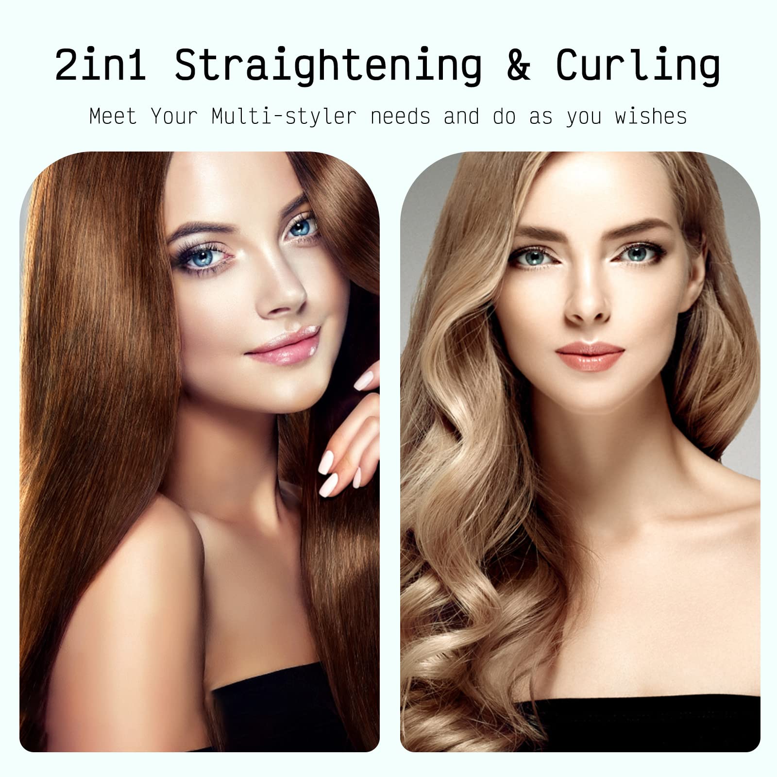 Mini Hair Straightener with LED Display Adjustable Temperature 1/2 Inch Small Flat Iron 4D 360°Swivel Short Hair Tourmaline Titanium Dual Voltage Auto Shut Off
