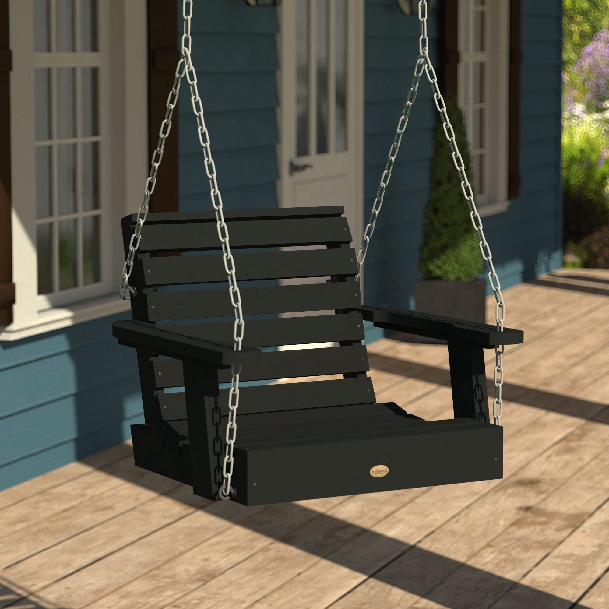highwood AD-PORW3-BKE Weatherly Single Seat Porch Swing, Black