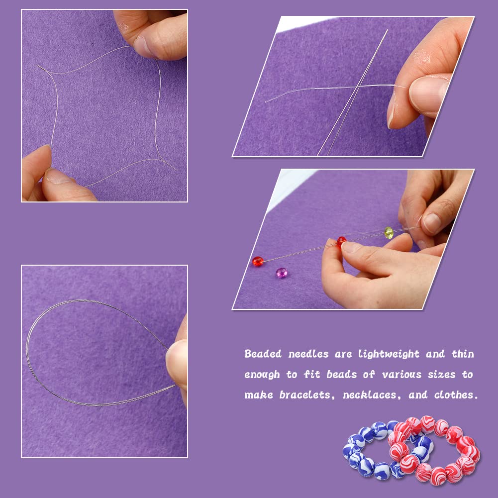 58 Pcs Beading Needles Set,50 Pcs Long Straight Beading Thread Needles, 8 Pcs Big Eye Beading Needles with Threader, Needle Bottle, Yarn Scissors,Tweezers for Bracelets and Jewelry Making
