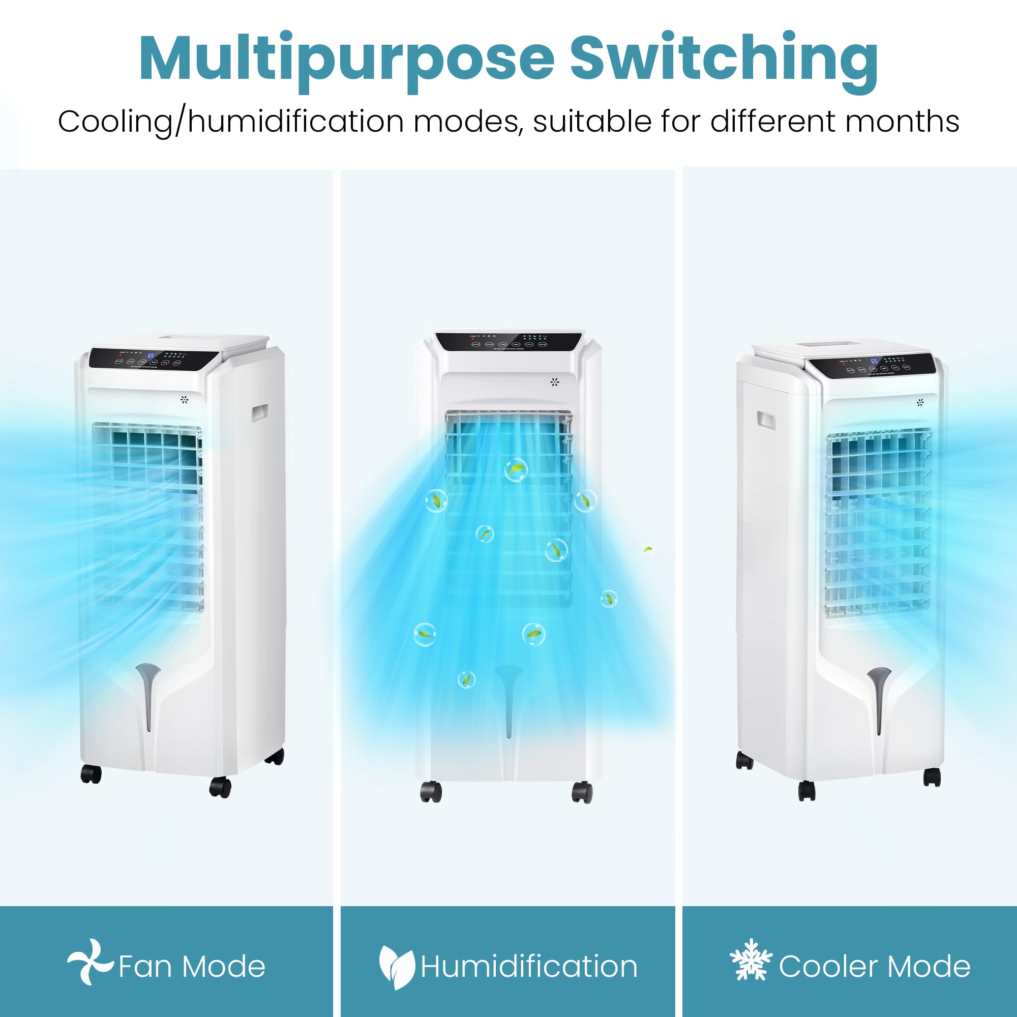 1800 CFM Swamp Cooler,3-IN-1 Evaporative Air Cooler with Remote Control,4.2Gal Water Tank,120° Swing,12H Timer,3 Modes,3 Speeds,4 Ice Packs,Portable Air Cooler for Bedroom, Home,Office,Kitchen(32")