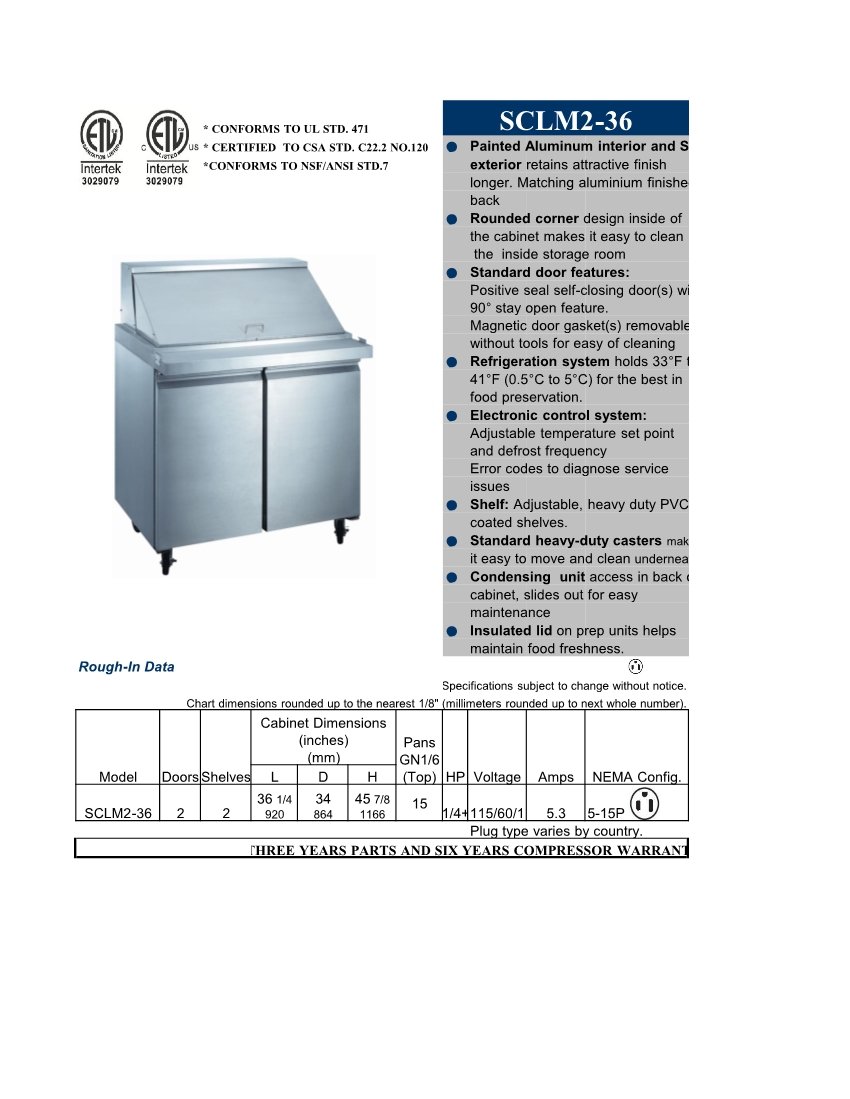 Commercial Refrigerated Sandwich Prep Table 2-door 36" Mega Top Model NSF -XSP-M36