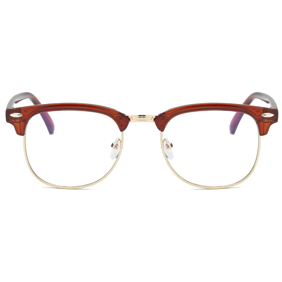 aisswzber Fashion Vintage Classic Semi-Rimless Half Frame Clear Lens Glasses