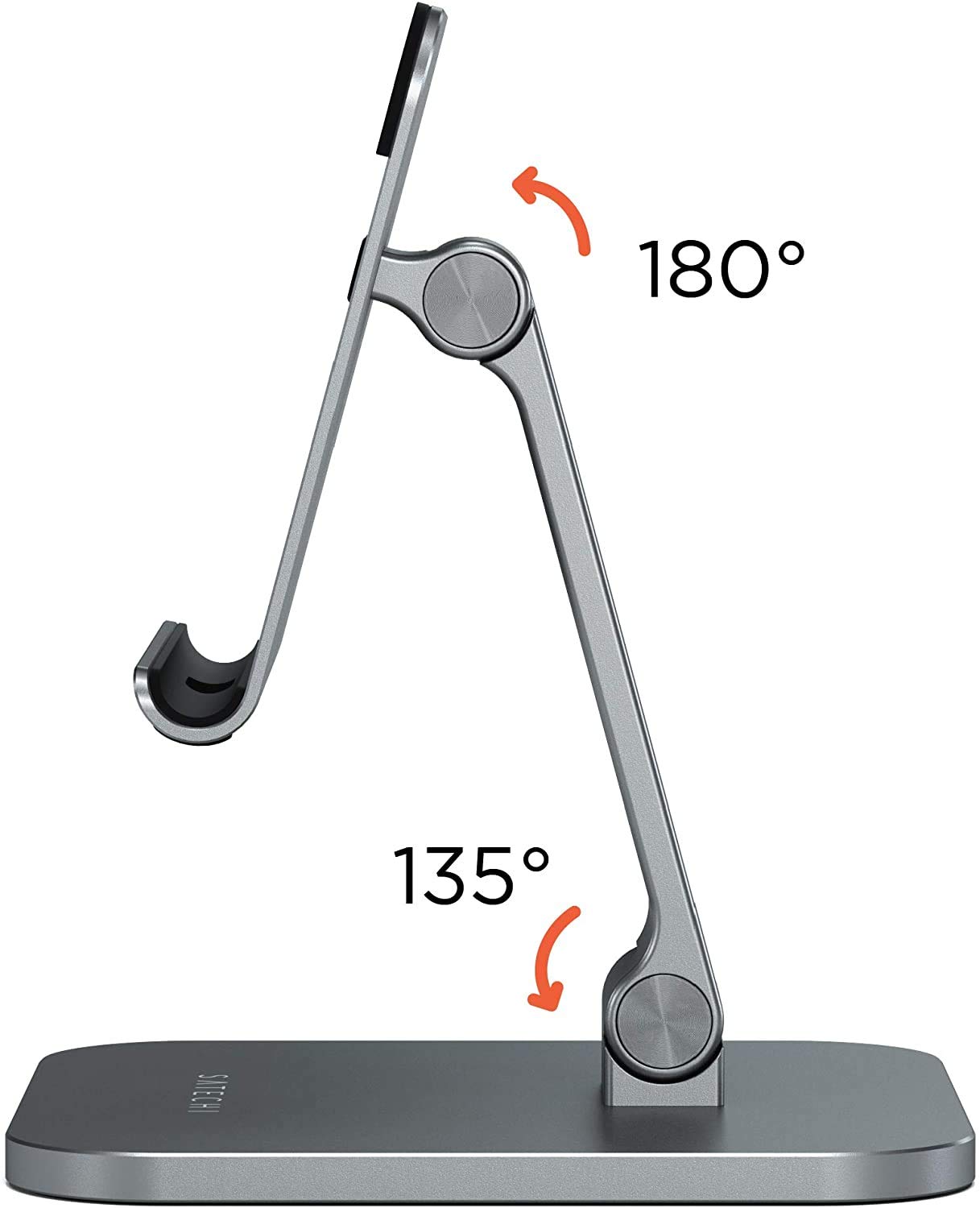 Satechi Aluminum Desktop Stand - Adjustable Tablet Mount with Protective Grips - Compatible with All iPad and Tablet Models, iPad Pro M2/ M1, iPad Air M1, iPad Mini, iPhone 16/15/14/13/12 and More