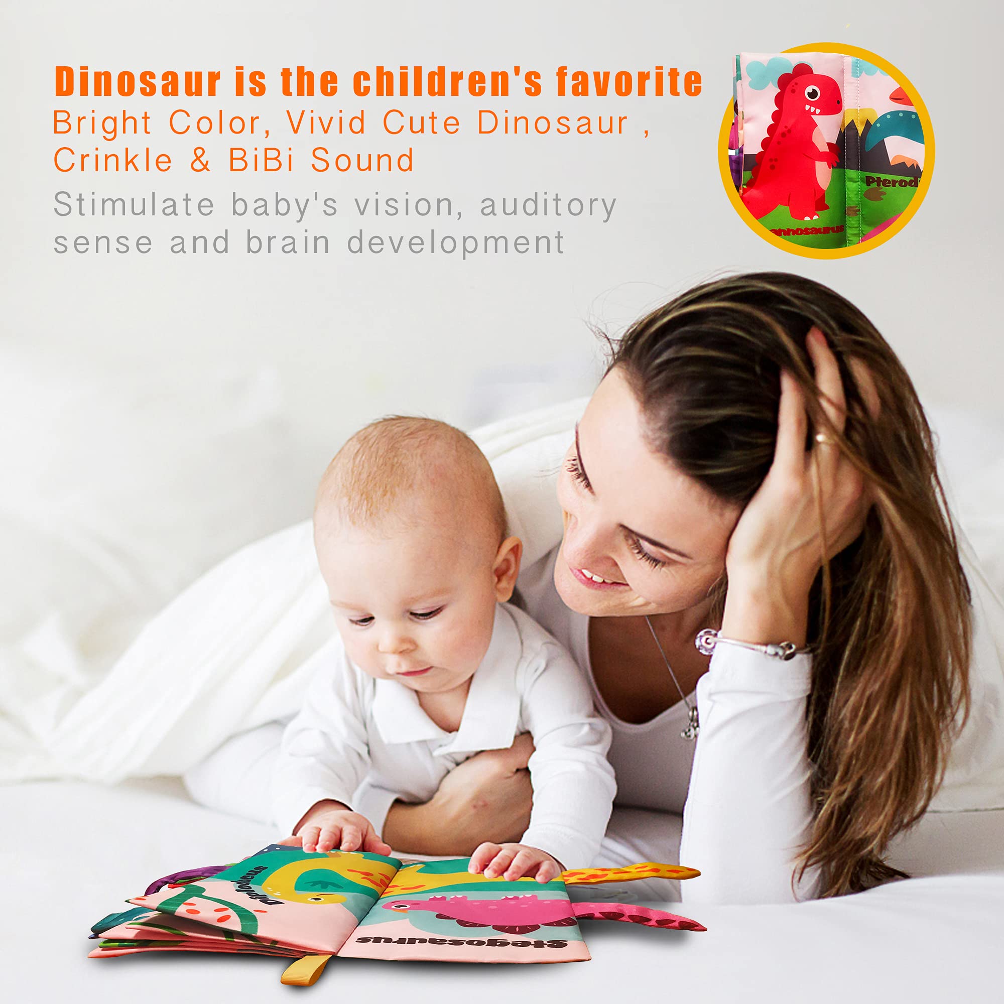 AMINFUN Soft Cloth Baby Book Toy,Colorful Fabric Baby Learning Book,Touch and Feel Crinkle Sound Early Educational Toy, for Babies Infants Toddlers