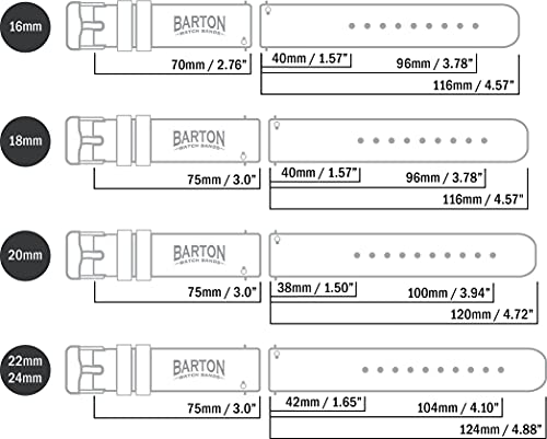 BARTON WATCH BANDS 20mm Black Soft Silicone Quick Release - Black Buckle