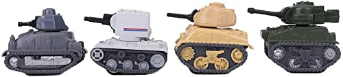 Ai-Fun 4PCS Mini Tank Pull Back Tank Model Toy Military Toy Vehicle for Kids (Solid Color)
