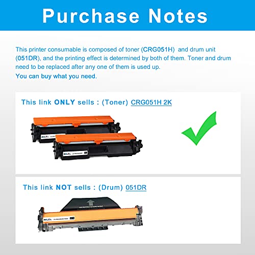 LCL Compatible Toner Cartridge Replacement for Canon 051H CRG051H CRG-051H 2169C001 4100 Pages LBP162dw MF264dw MF267dw MF269dw LBP160 MF260 (2-Pack Black)