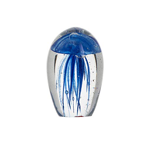 Beachcombers 2.75" Glass Blue Jellyfish Paperweight Blue