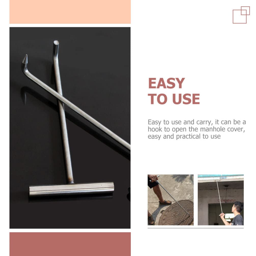 GANAZONO T Post Driver Manhole Cover Hook Stainless Steel T Style Handle Hook Hooks Drain Grate Lifter Storm Drain Cover Hook for Garden Street Home Shutter Doors Water Meter Key