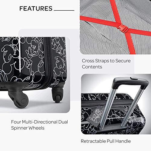 AMERICAN TOURISTER Disney Hardside Luggage With Spinner Wheels, Mickey Mouse Scribbler Multi-Face, 2-Piece Set (20/28)