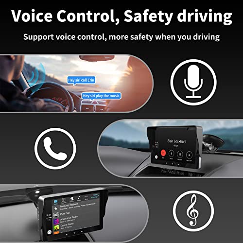 7" HD Double Din Car Stereo,Portable Wireless Touch Screen Apple CarPlay and Android Auto Automatic Multimedia Player,Car Stereo with Mirror Link/Siri/Bluetooth/Navigation Screen for All Vehicles.
