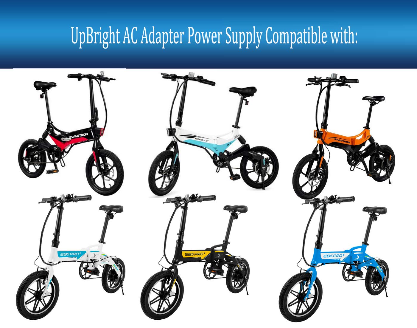 UpBright 42V AC/DC Adapter Compatible with Swagtron EB-5 EB5 Pro Plus EB-7 EB7 Elite EB8 Ebike 36V Electric E Bike Swagcycle SC-1 SC1 Swagger SG-3 SG-6 SG3 SG6 Cali Drift Envy HE-Bike-AC-ADPT Charger