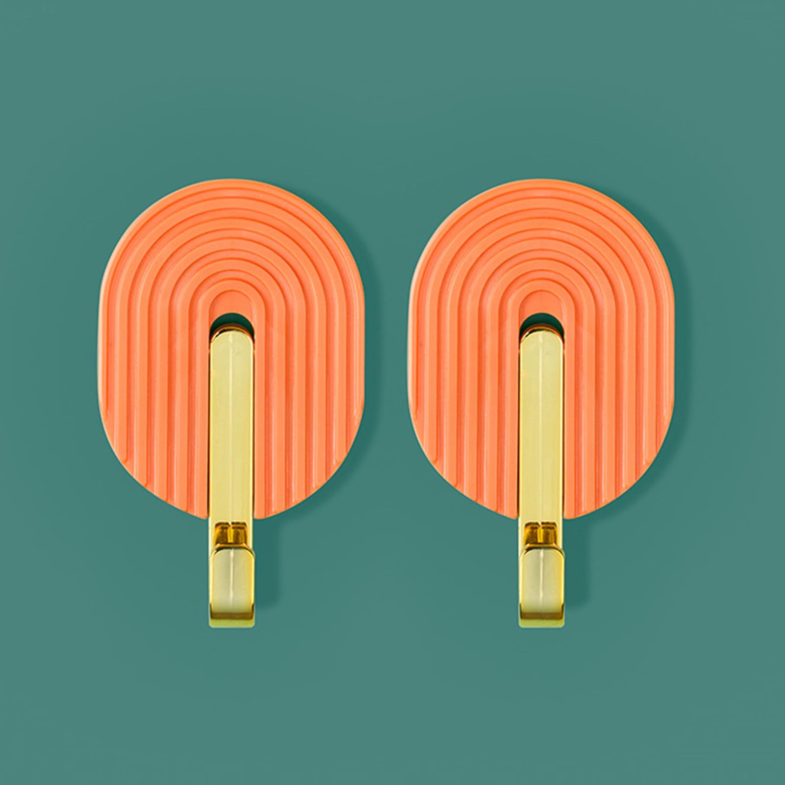 2pcs ABS High Bearing Capacity Towel Hook, Self Adhesive Hooks, Strong Adhesion Wall Hooks for Bathroom Kitchen (Orange)