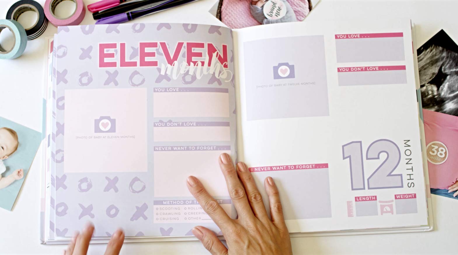 Bobee Hello Baby Memory Book, a journal scrapbook for girls milestones and memories first 5 years