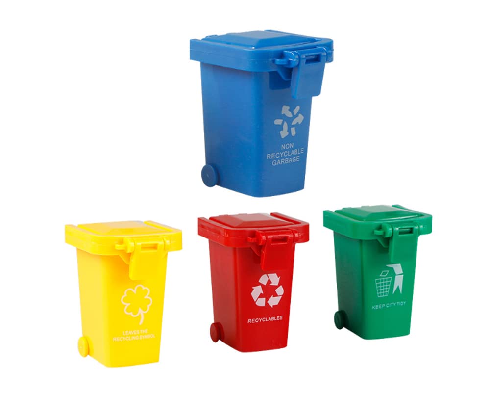 AITING Kids Push Toy Vehicles Garbage Truck's Trash Cans Toys Mini Curbside Vehicle Garbage Bin