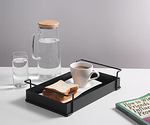 YURONG Decorative Coffee Table Tray Black Tray with Handles Serving Tray Christmas Decorations Tray for Home Table House Room 13.4 X 8.3 X 3.2 inches