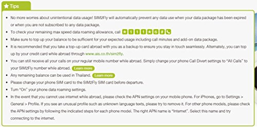 AIS Sim2Fly 6 GB 10 Days Singapore,South Korea,Malaysia,India,Burma,Cambodia,Philippines,Laos,Taiwan,HK,Macau,Japan,China