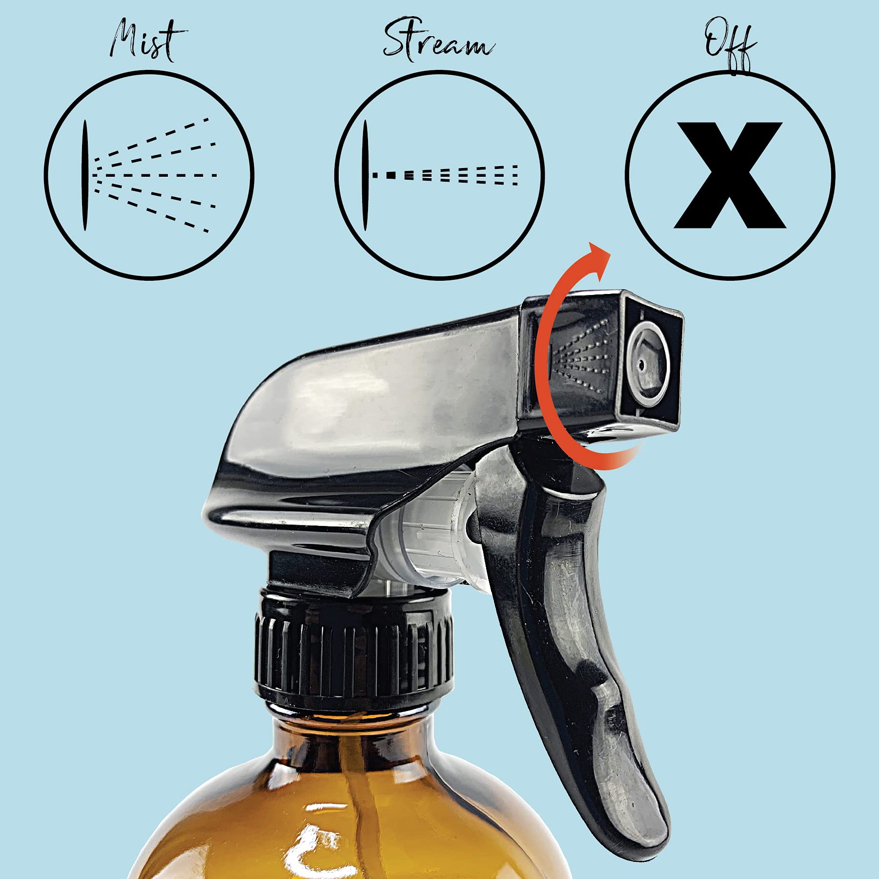 SAVVY PLANET Replacement Black Plastic Trigger Spray Bottle Nozzles - Fits 8oz / 16oz glass or plastic bottles with 28/400 Neck Thread Size - Mist Spray or Stream for Cleaning Products, etc - 4 Pack