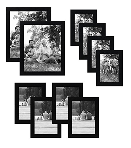 Americanflat 10-Piece Black Picture Frame Set | Includes Sizes 8x10, 5x7, and 4x6. & 7 Pack Gallery Wall Set | Displays One 11x14, Two 8x10, and Four 5x7 inch photos
