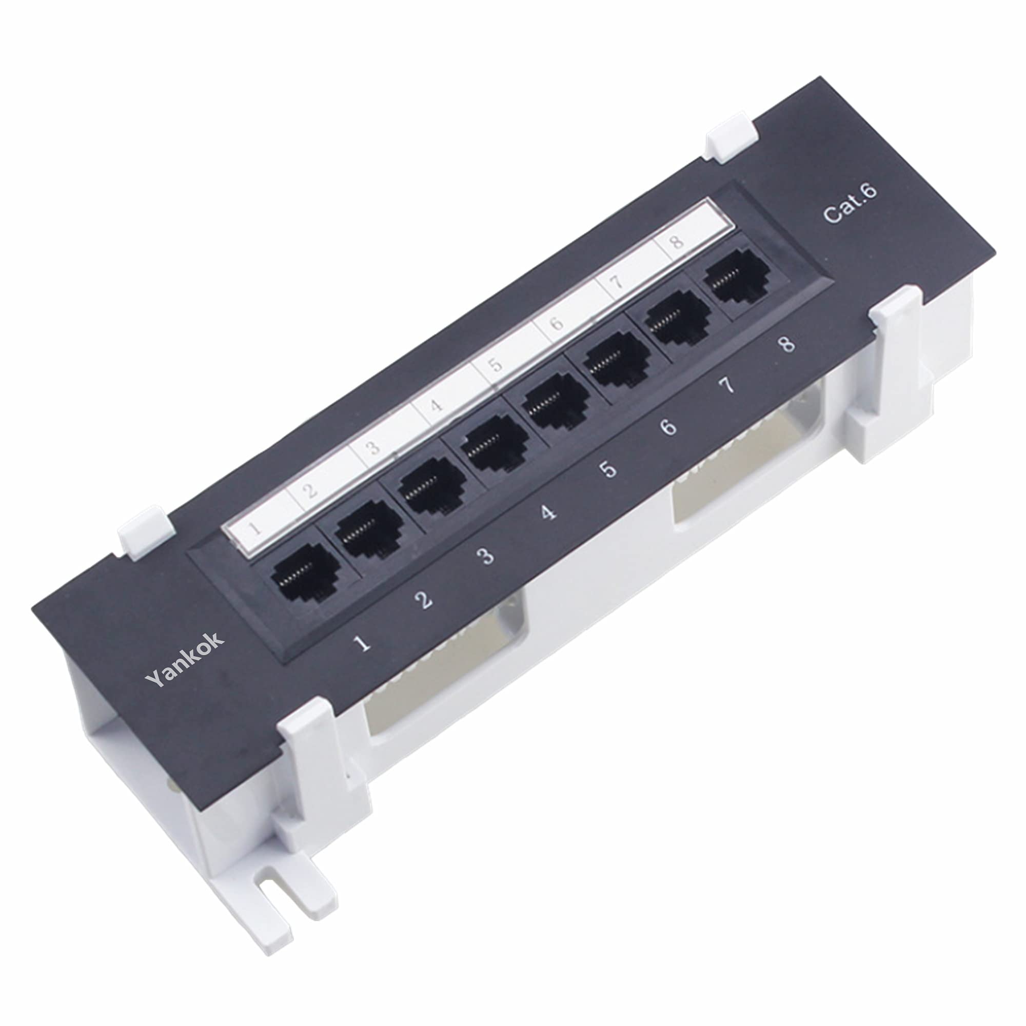 Yankok [CAT6 8 Port Patch Panel Unshielded with Coded T568A/B Wiring for RJ45 Network Cables Rack/Wall Mount 1U (Come with Bracket & Mini Punch Down Tool)