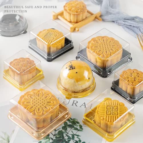 50 Pack black bottom Clear cover plastic mini cake box - muffin box - moon cake box - mung bean cake snow Mei Niang box(bottom 2 1/2 Inch X high 1-1/2 Inch)