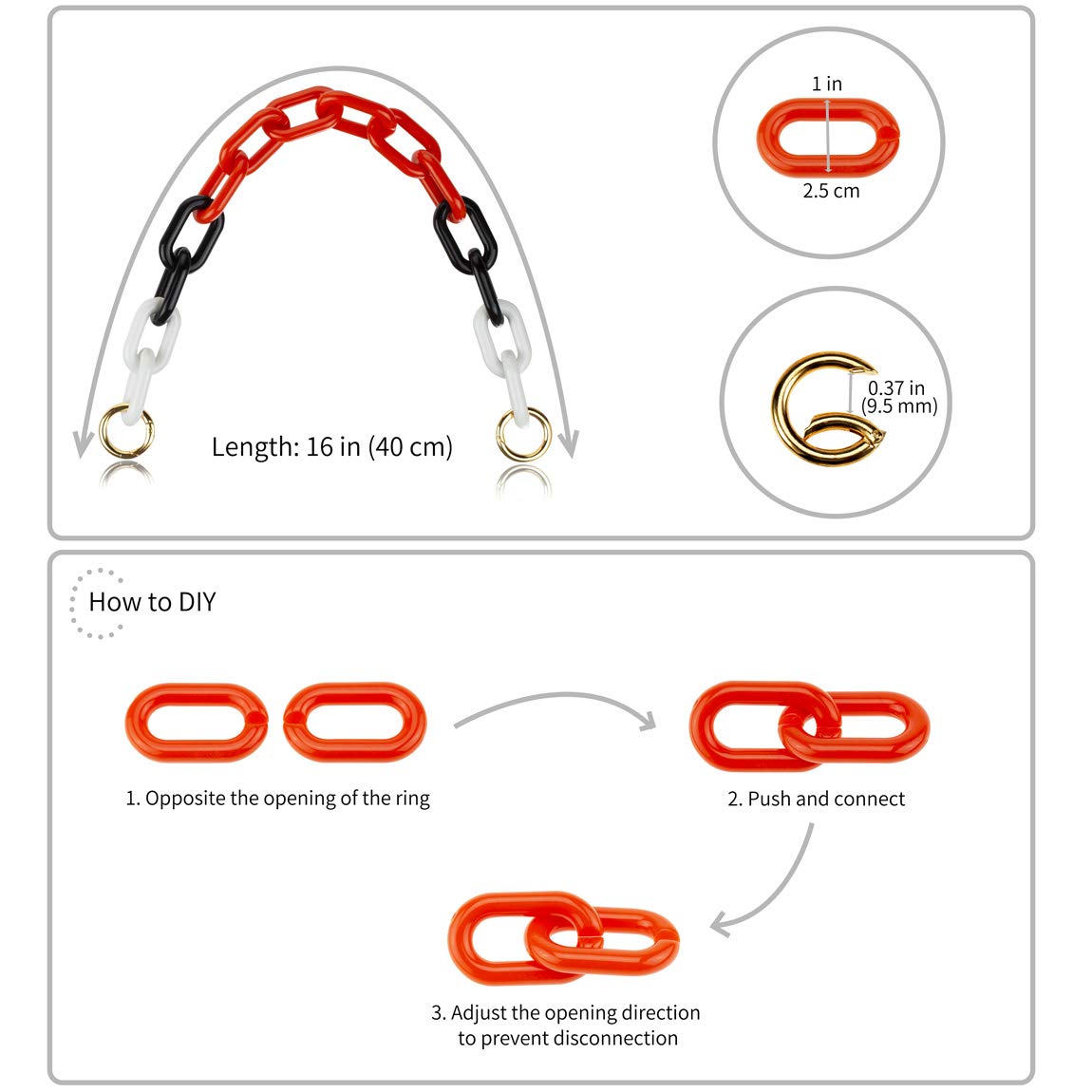Allzedream Resin Purse Strap Acrylic Handbag Chain Replacement Shouder Bag (16in, Cool)