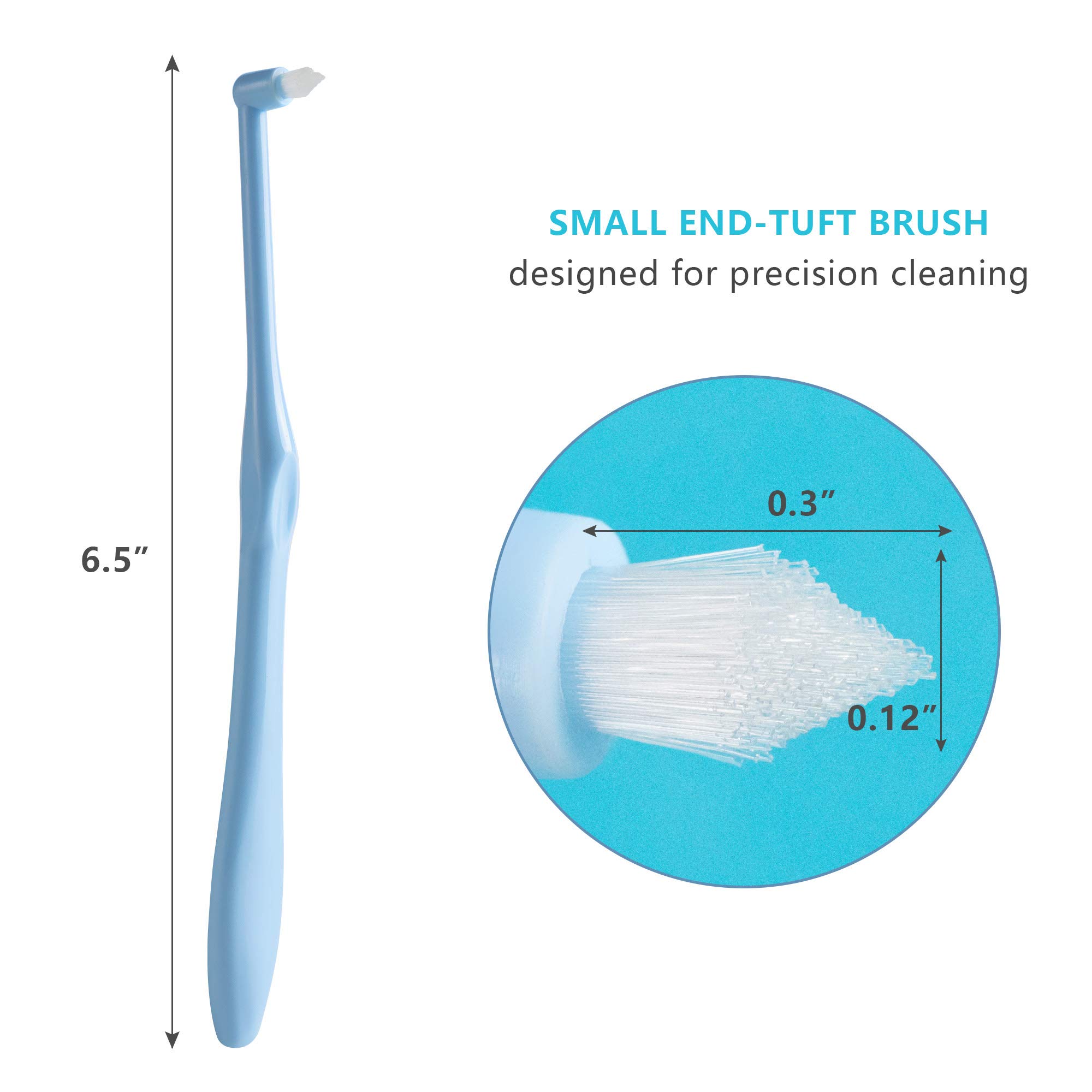 LOVEWEE End-Tuft Tapered Trim Toothbrush, 6 PCS Tufted Toothbrush Interspace Brush Wisdom Gap Toothbrush for Orthodontic Braces Bridges Line and Detail Cleaning