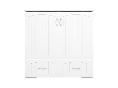 AFI Southampton Murphy Bed Chest with Charging Station, Twin XL, White