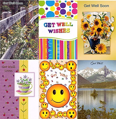Assorted Get Well Greeting Cards in a Bulk 12 Pack