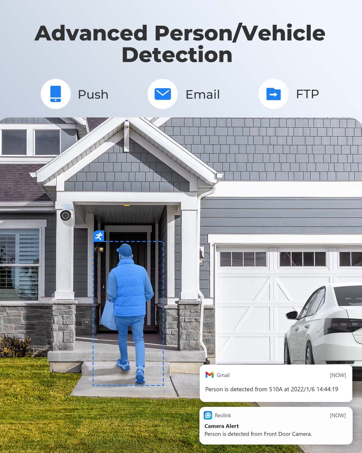 REOLINK 5MP Outdoor Security Camera, Support Smart Human/Vehicle Detection,Timelapse, 100ft Night Vision, Up to 256GB SD Card, RLC-510A and RLC-520A Bundle