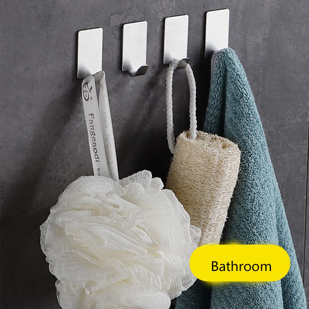 6 Pack door hooks self adhesive Small Sticky Hooks for Hanging Extra Strong Self Adhesive Hooksfor Bathroom Kitchen Hanging Coat Cloth Towel Key Waterproof No Nails 304 Stainless Steel Silver
