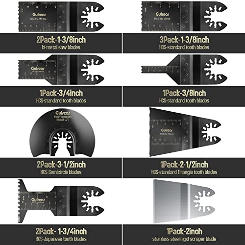 15PCS Universal Oscillating Tool Oscillating Saw Blades, Oscillating Multitool Quick Release Saw Blades for Wood Metal Plastics, Fit Fein Multimaster Porter Cable Bosch Ryobi Dewalt Milwaukee Rockwell