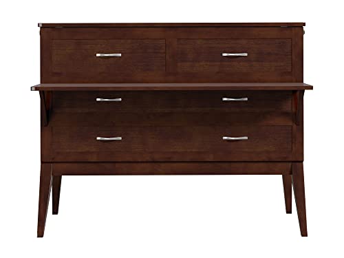 AFI, Northampton Murphy Bed Desk with Premium 6 Inch Folding Memory Foam Mattress and Built-in Charger, Full Size, Walnut
