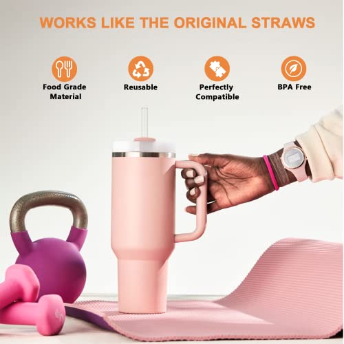 Airboat Silicone Spill Proof Stopper Set and Replacement Straws for Stanley H1.0 40oz 30oz Tumbler, Reusable Clear Straws, Leak Proof Straws Topper Accessories Compatible with Stanley Mug Cup