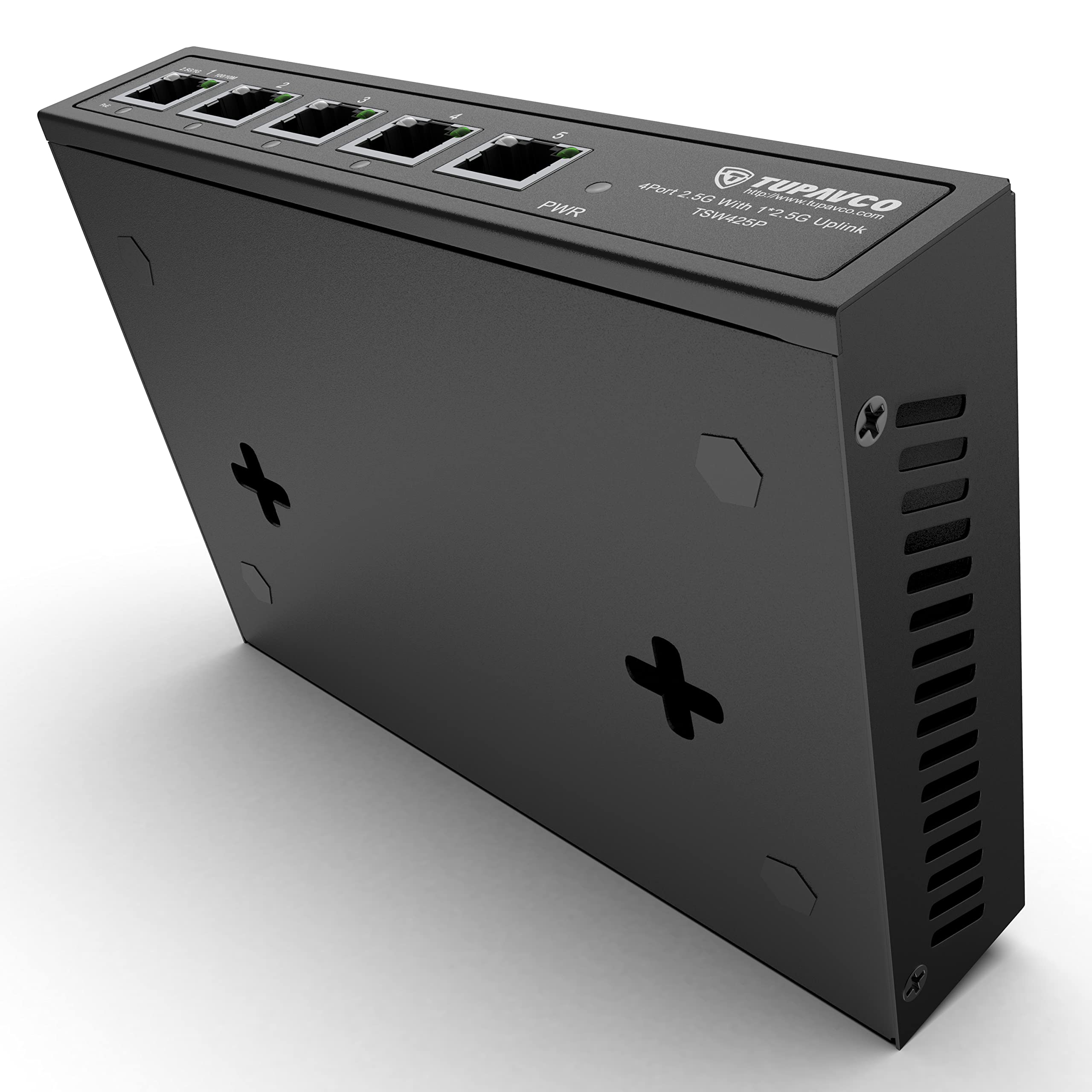 2.5GB Switch (5 Port) for Ethernet Network - High Speed 10M/100M/1G/2.5G Gigabit (802.3bz) - Unmanaged Plug & Play Fanless LAN Splitter - Metal Case - Wall Mountable - Tupavco TP1940