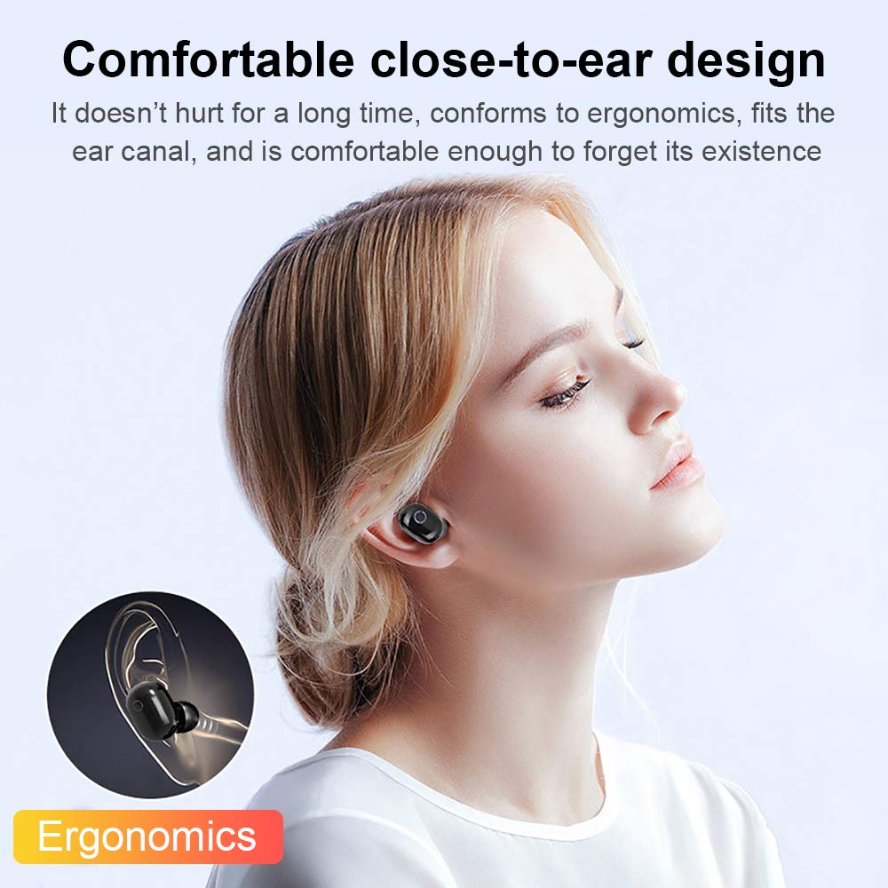 SLuB Wireless Earbuds, Bluetooth 5.0 Wireless Automatic Pairing Earphones,TWS Left and Right Separation Earbuds, Remaining Power Display (with Charging Box)(Black)