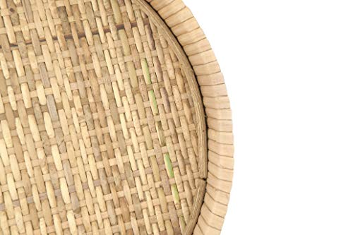 Creative Co-Op 9.75" R Decorative Woven Rattan Metal Clothespin Feet Pedestal, 9.75" x 5.5", Beige