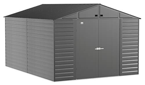 Arrow Shed Select 10' x 14' Outdoor Lockable Steel Storage Shed Building, Charcoal & Floor Frame Kit for Arrow Classic and Select Storage Sheds, Extra Large Sheds
