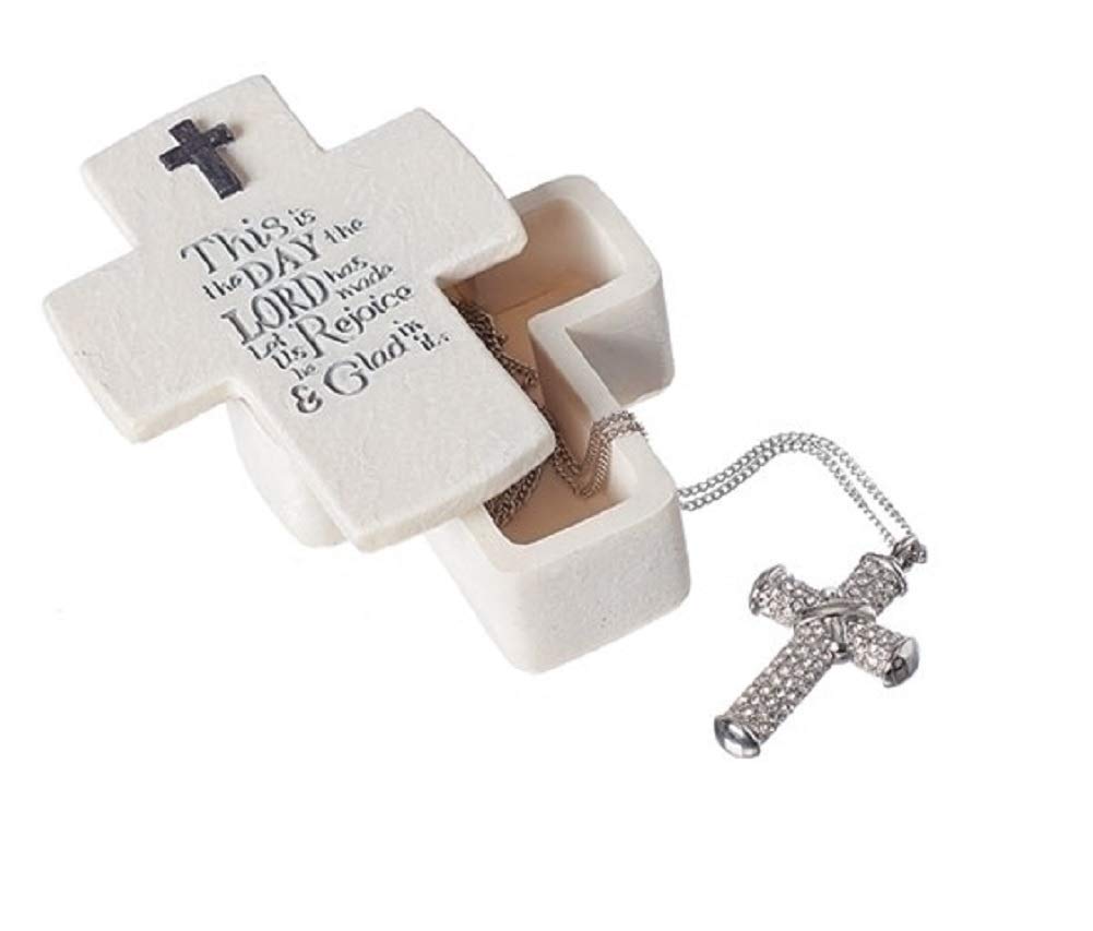 Roman Inc. 1"H This is The Day Cross Shaped Keepsake Box 12203