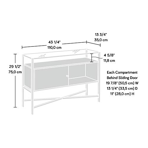 Sauder Harper Heights Accent Table, L: 43.31" x W: 13.78" x H: 29.53", White Plank Finish
