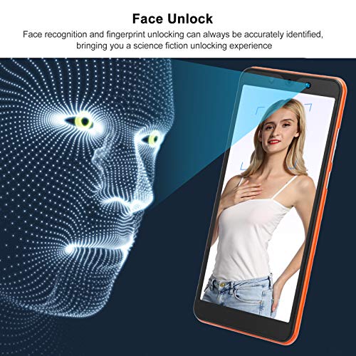 3G Unlocked Smartphone , Note30 Plus 5.72in HD Full Screen Cell Phone , Support APP Face Recognition for Android 8.1 Fingerprint Unlock Smartphone , 512M 4G , Dual SIM Dual Camera Orange