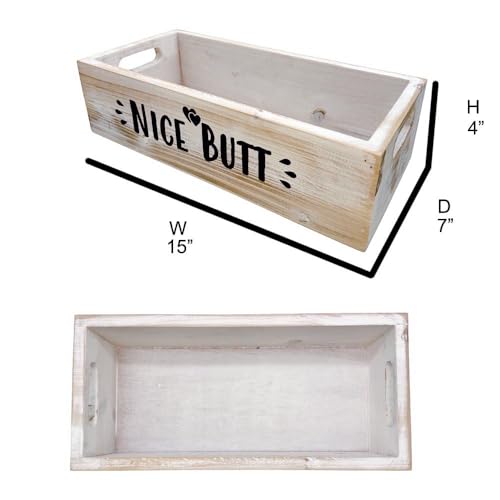 Admired By Nature Distressed Home Décor Toilet Wood Crates Decorative Organizer, Regular, Nice Butt White