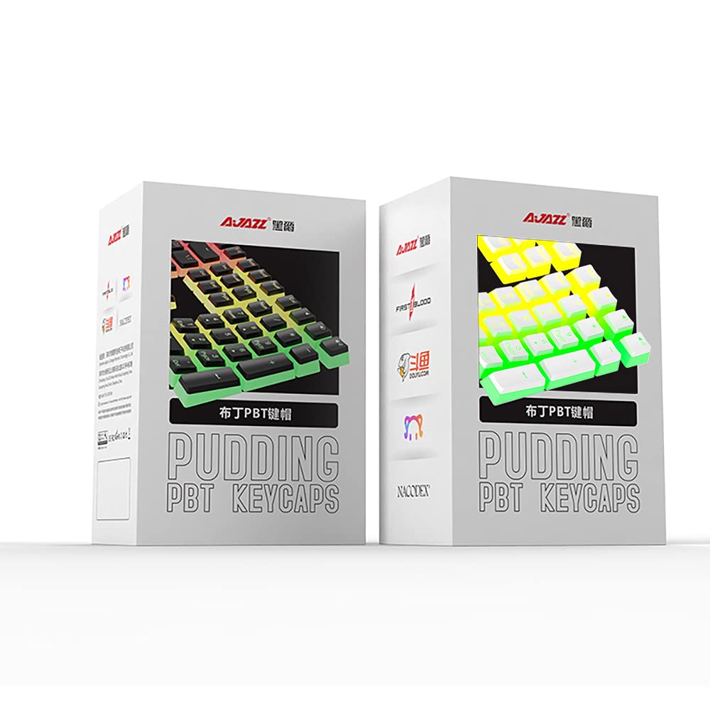 MANBASNAKE Pudding Keycaps Double Shot PBT Keycap Set with Translucent Layer,for 104 87 61 Keys RGB Backlit Mechanical Keyboards,OEM Profile,US Layout-White