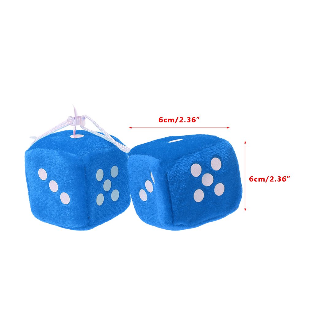A FEI 1 Pair Fuzzy Dice Dots Rear View Mirror Hanger Decoration Car Styling Accessorie