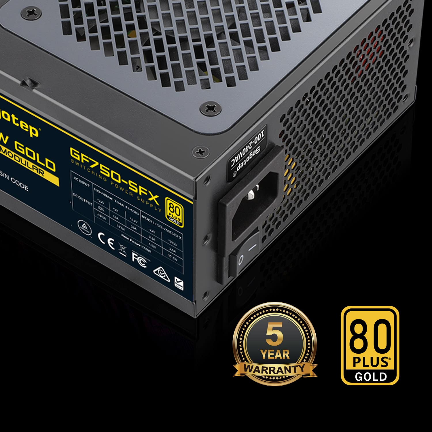 Segotep GF750 SFX Power Supply Fully Modular 750W 80+ Gold PSU, Silent 80mm FDB Fan