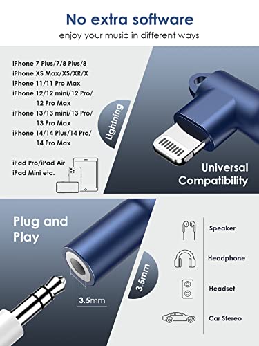 Mangotek Lightning to 3.5mm Headphone Jack Adapter, Apple MFi Certified, Aux Dongle Cable Adaptor for iPhone 14 13 12 11 Pro Max 7 8 Plus SE X XR XS