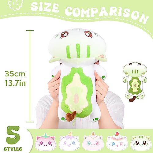 AIXINI Cute Avocado Cat Plush Pillow 13.7" Kitten Stuffed Animal, Soft Kawaii Cat Plushie Gift for Kids