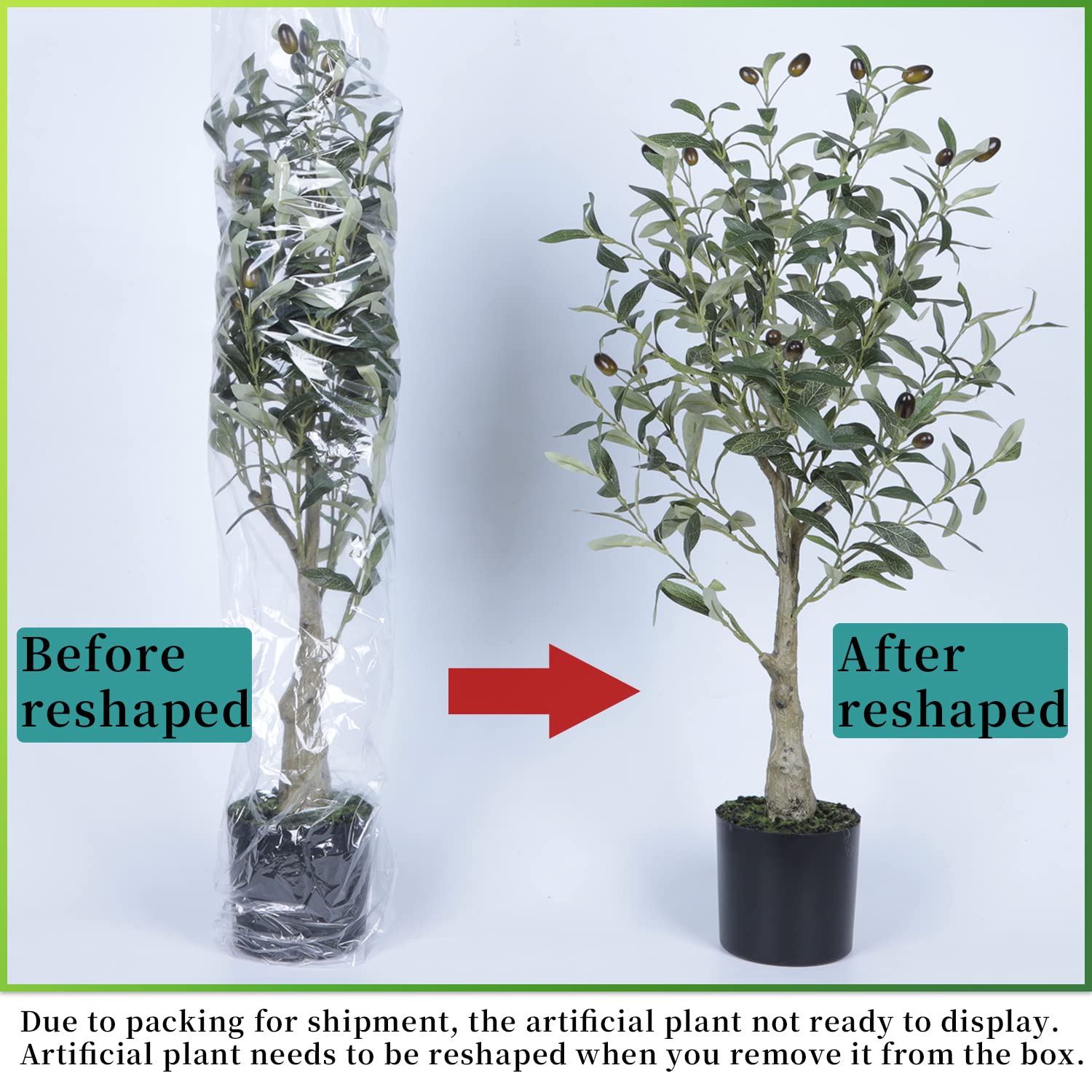 AntHousePlant Artificial Topiary Olive Tree 32 Inch Fake Olive Topiary Silk Tree Faux Olive Plant for Indoor Outdoor Home Office Garden Decor