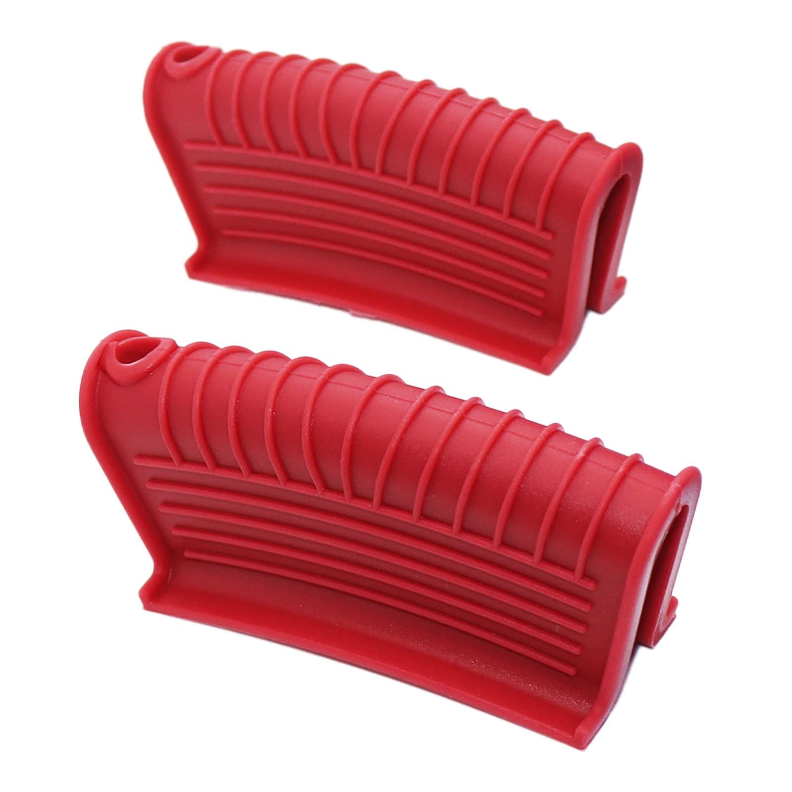 2 Pairs Cast Iron Pot Assist Handle Covers, Non Slip Pot Holders with High Heat Resistance for Griddles Casserole Metal Frying Pans Aluminum Cookware(Red and Blue)