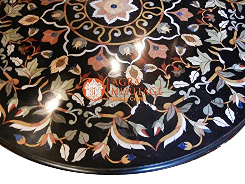 38" Inches Marble Top Dining Table Handicraft Inlay Design Decor Furniture